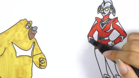 熊出没 贝斯奥特曼帮助熊大保护森林 简笔画