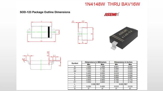 AEMI 开关二极管 稳压管 4148-T4 1N4148W 参数规格 sod-123封装