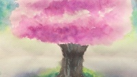 水粉画,樱花树画法