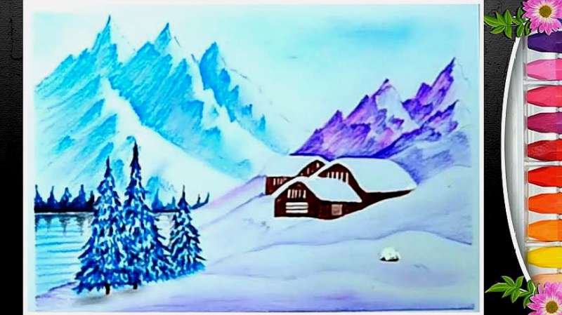 初学者也能学的风景绘画视频教程,教你如何绘制雪景