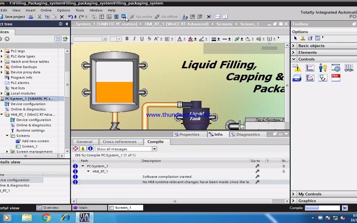 使用PLC的自动瓶子灌装系统(Scada模拟)