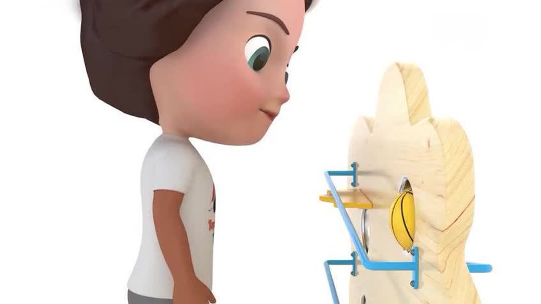 亲子早教益智动画 3D男同学玩篮球滚球套装游戏学习颜色