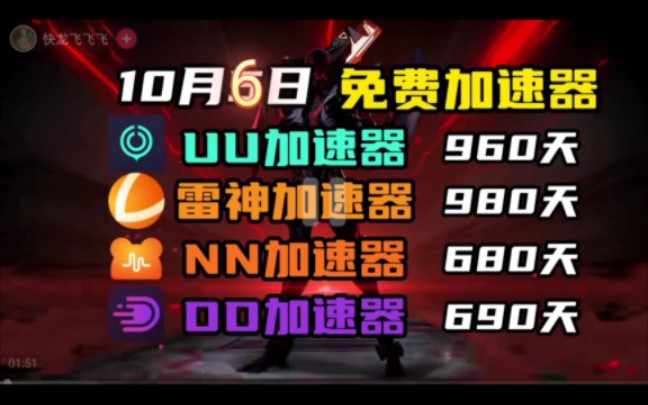10月6日人人领取加速器福利 nn加速器奇妙加速器雷神加速器ak加速器...