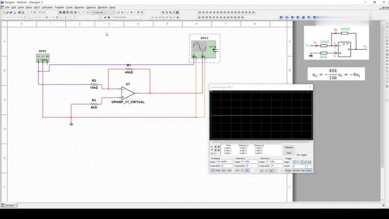 multisim 仿真 - 05 运放构成的反相比例运算电路+信号发生器的基本使用