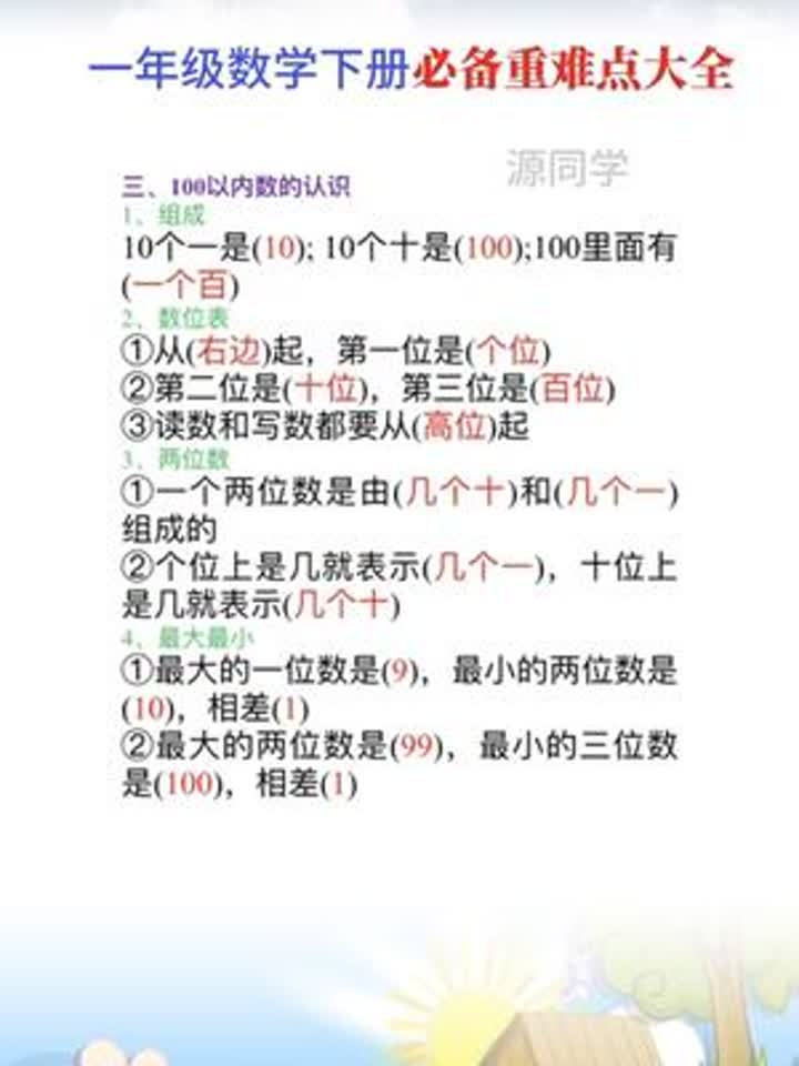 一年级数学下册,重难点知识都汇总到这里了,家长为孩子收藏#数学 #.