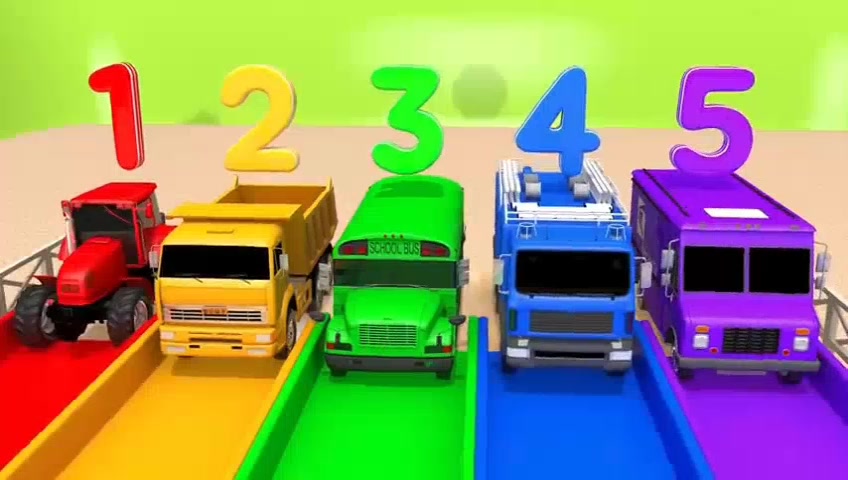 亲子早教益智动画:宝宝学颜色!宝宝认数字!工程车肚子饿了,去找冰淇淋...