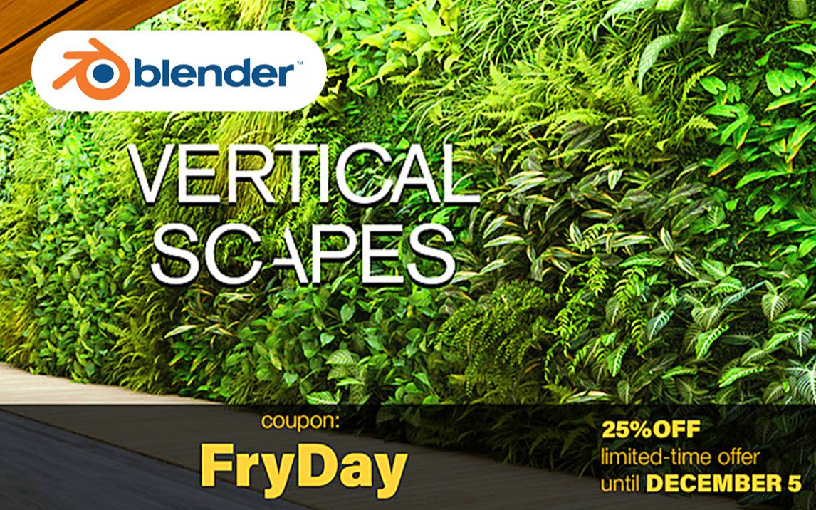 【blender插件】Vertical Scapes 2.0 垂直景观植物资产插件,兼容...