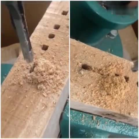1分钟看懂木工方孔钻头在方孔钻机和台钻上的操作使用