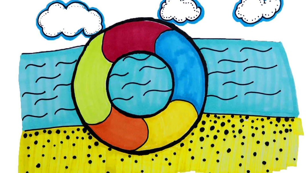 漂亮的五彩游泳圈