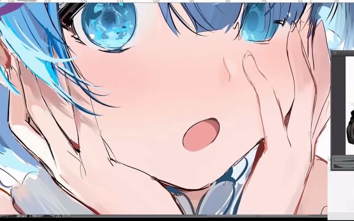 蓝色头发小可爱插画绘画案例