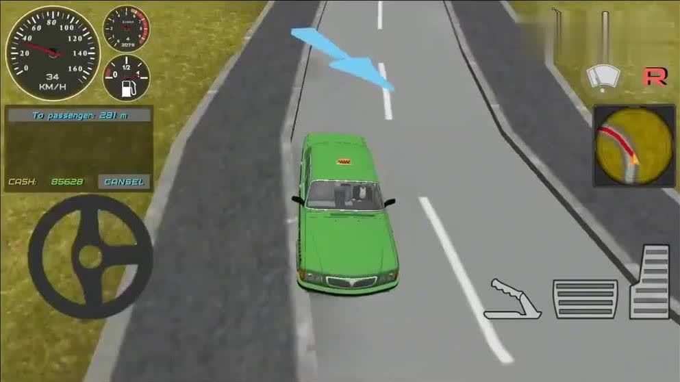 卡通环形公路模拟驾驶出租车小游戏