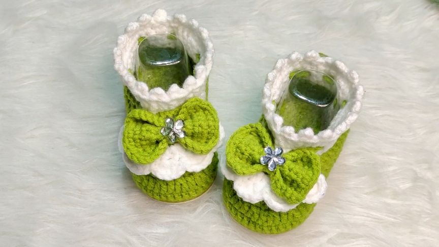 蝴蝶结宝宝鞋,钩织教程二,来咯