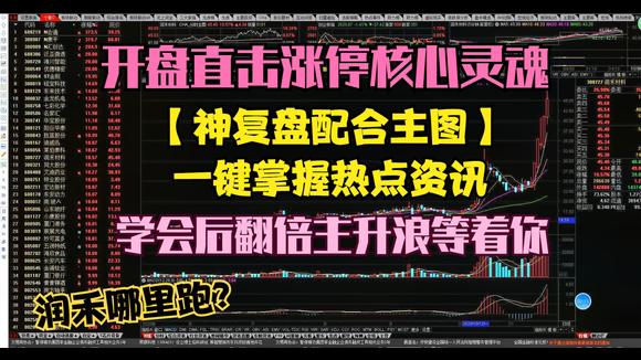 开盘如何直击涨停【神复盘配合主图】一键掌握热点资讯润禾别想跑