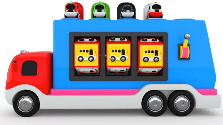 大卡车运输消防车 警车 救护车 校车等工程车 益智动画