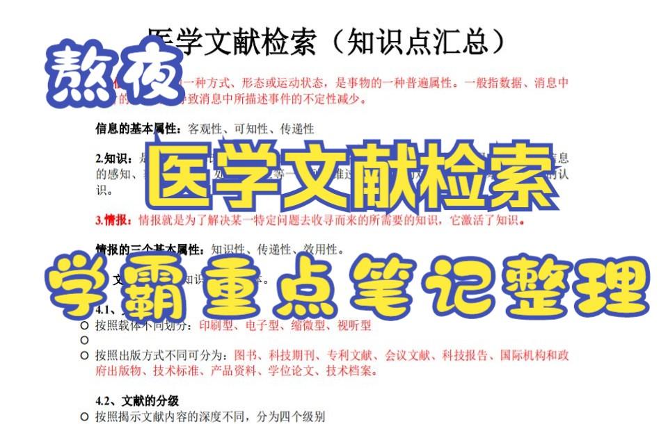 医学文献检索高分必考重点,学霸重点资料都在这里1