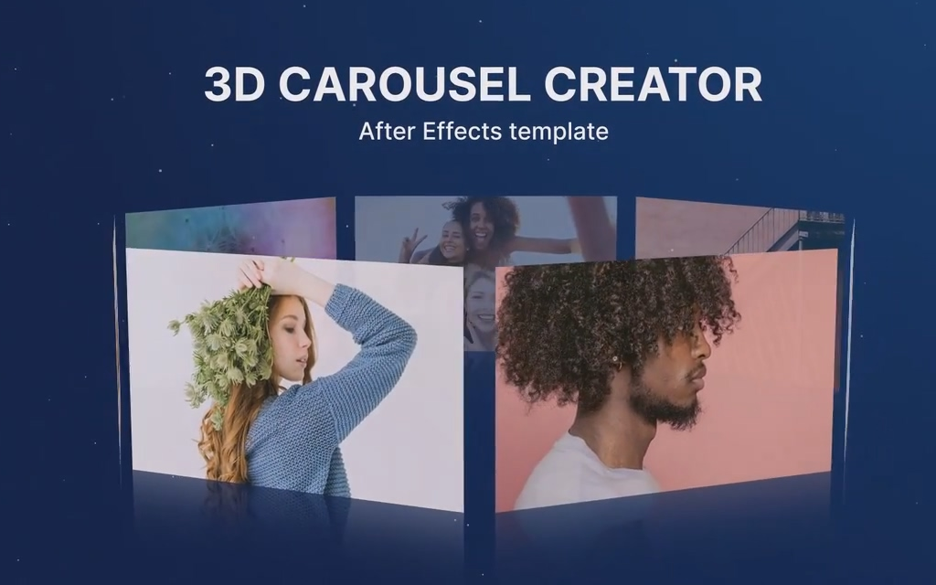 AE模板-画面产品图片轮番播放效果循环旋转立体镜面倒影效果3D轮番...