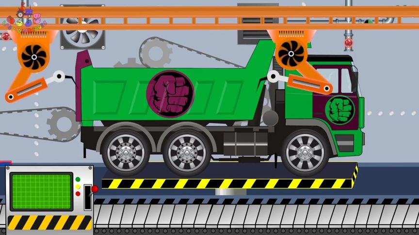 儿童卡通,挖掘机动画,翻斗车组装动画