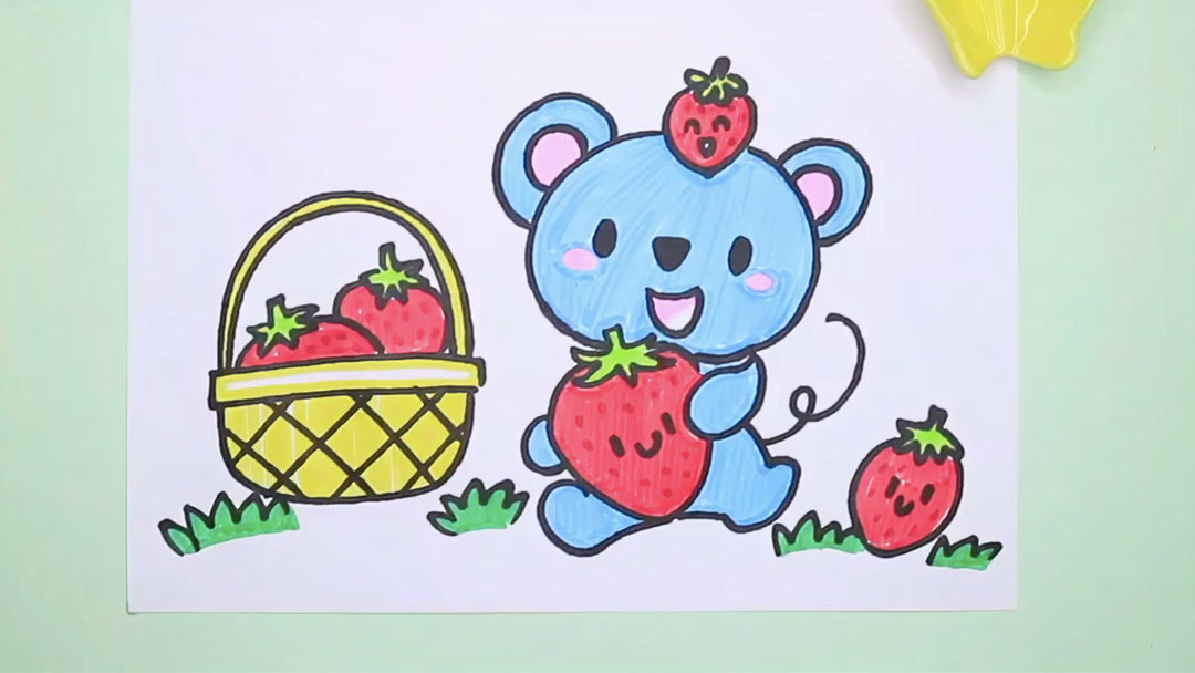 三月绘画打卡可爱绘画甜甜的草莓卡通画漫画简笔画教程教程