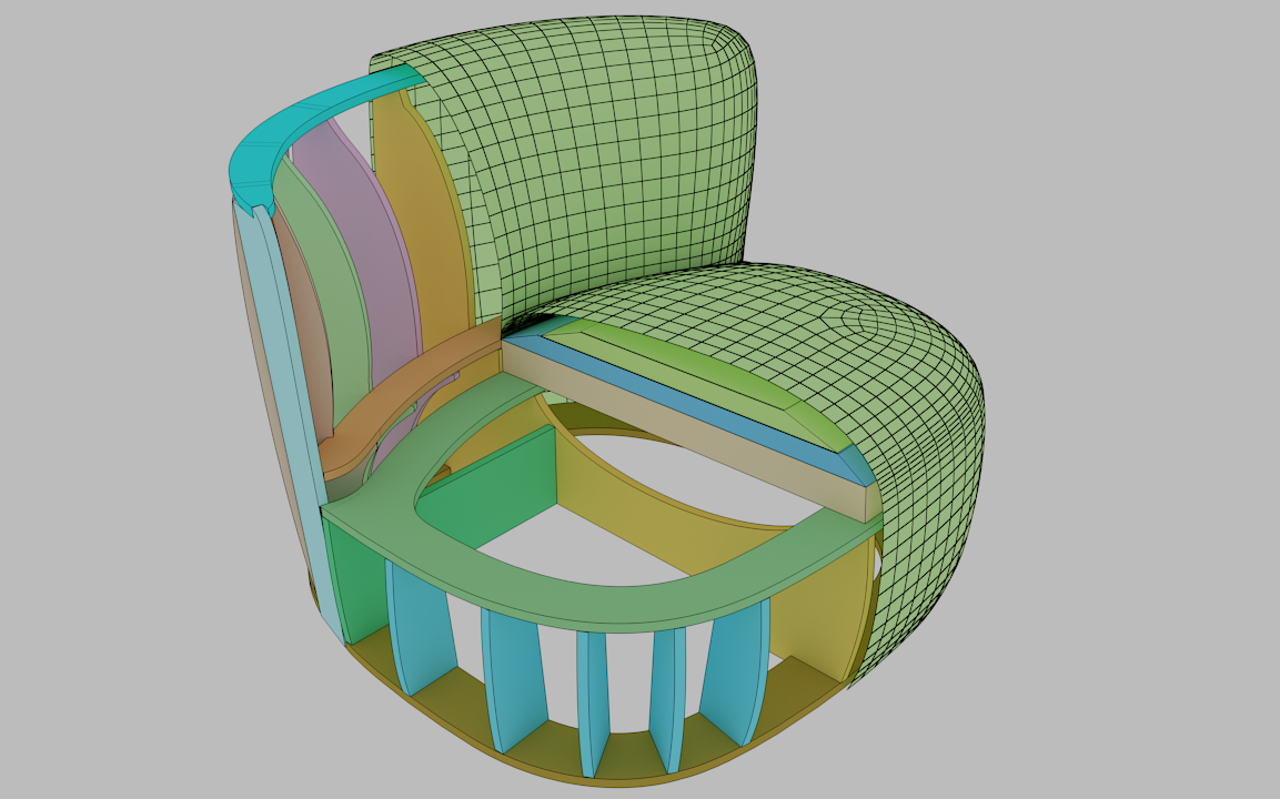 沙发电脑3D放样-单椅-2画内架