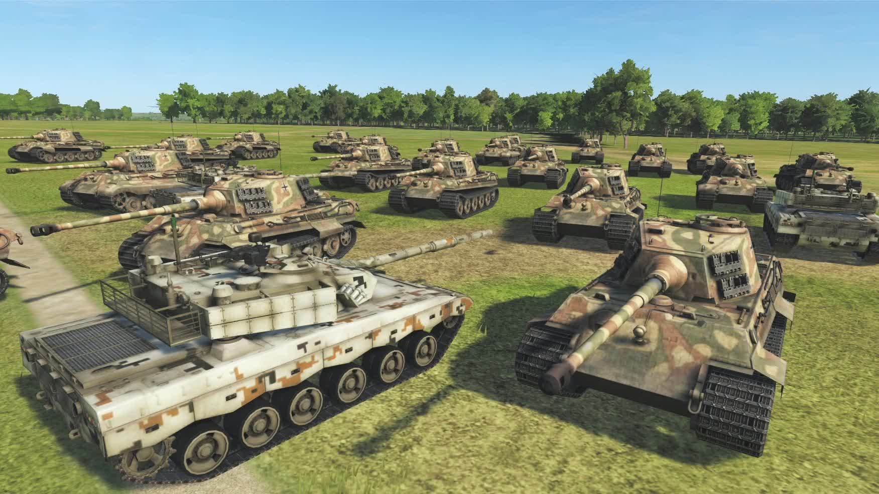 5辆96式回到二战,遭到德军40辆虎王坦克围攻会怎样,战役模拟