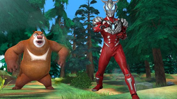 熊出没 捷德奥特曼帮助熊大保护森林 简笔画