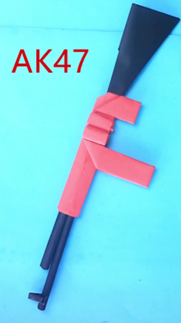 折纸枪AK47,折纸其实很简单
