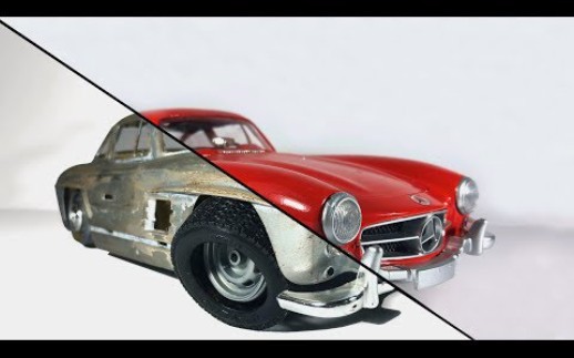 翻新修复——油管一小哥恢复放弃旧的梅赛德斯奔驰跑车300SL模型