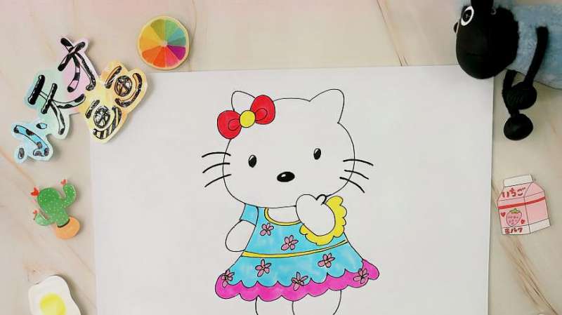 漂亮凯蒂猫,儿童简笔画教学,小天才画室