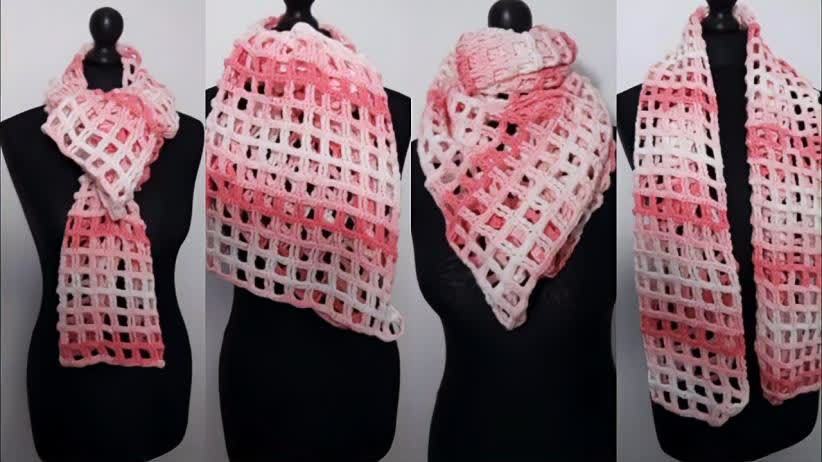 钩针编织华夫格渐变围巾