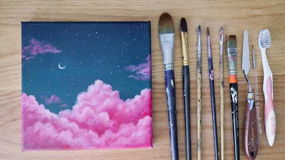 手工绘画教学,夜晚星空的简单画法!