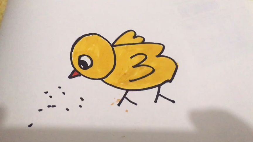 亲子简笔画,小鸡