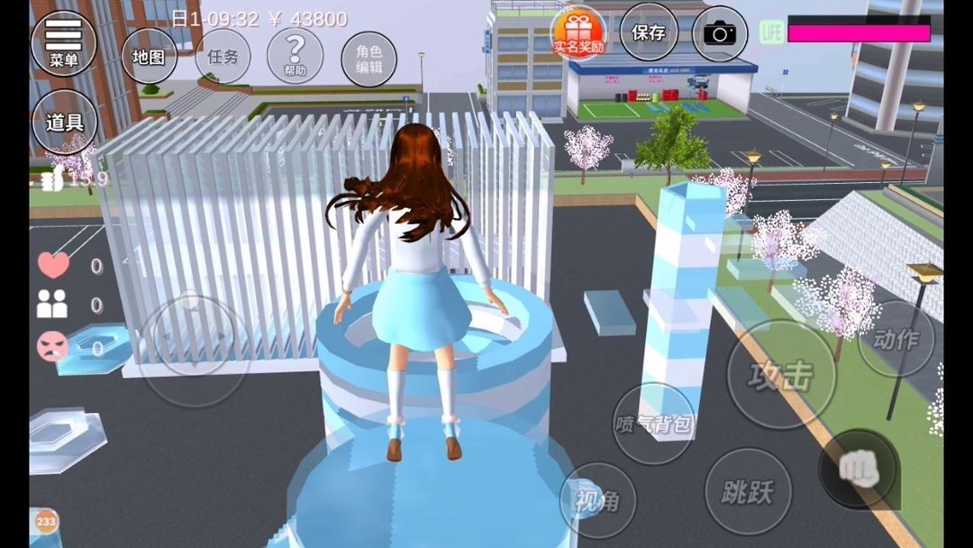樱花校园模拟器:挑战蓝色系跑酷,结尾还有克隆人教程哦!
