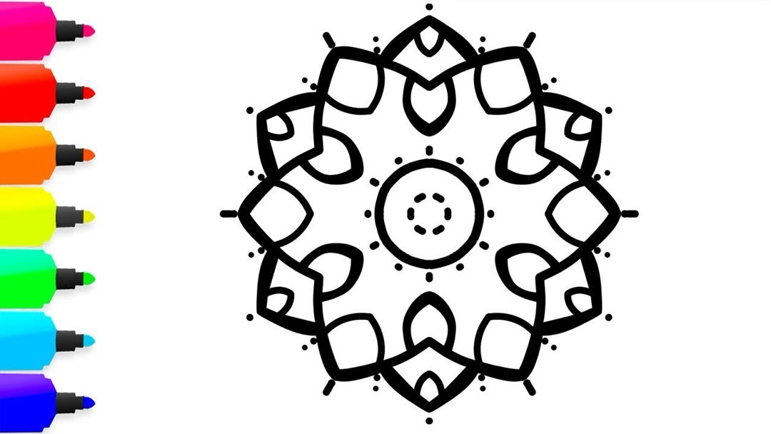 简单的彩色图案花绘画教程,为幼儿绘画和儿童绘画,你学会了吗?