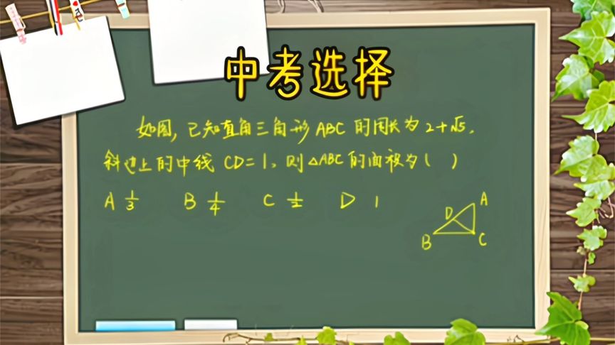 中考数学选择,求三角形面积,巧用完全平方公式和勾股定理。