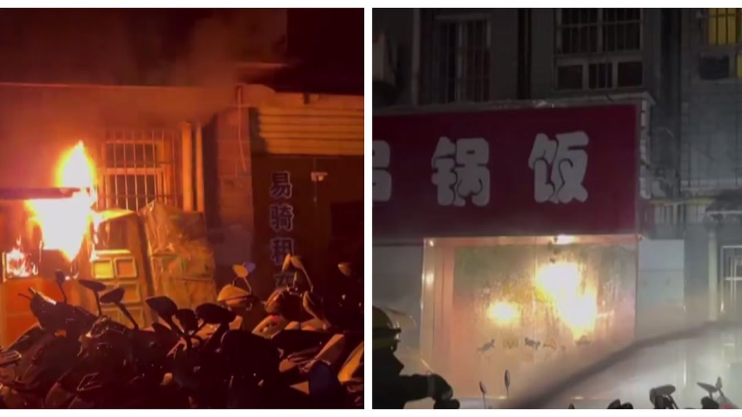 电动车充电柜突然燃起大火,现场冒出滚滚浓烟,消防紧急处置