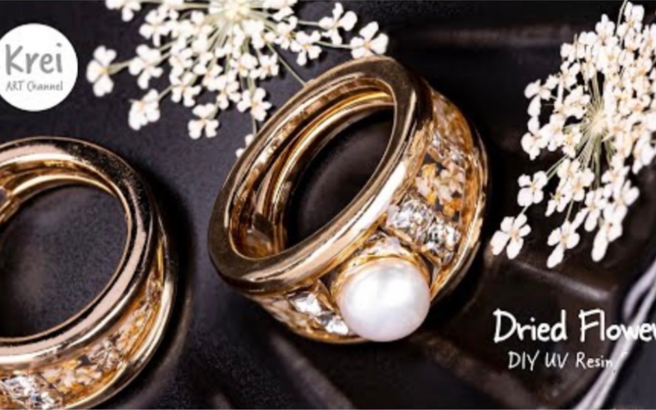 【日本搬运滴胶】【UV レジン】DIYドライフラワーパールリングを作...