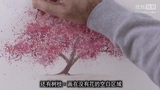 春意盎然,樱花飞溅 用水彩颜料敲打出樱花树