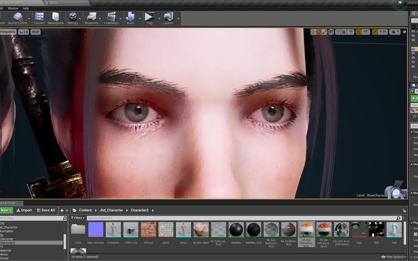 UE4虚幻4 独立游戏 主角模型实时渲染测试