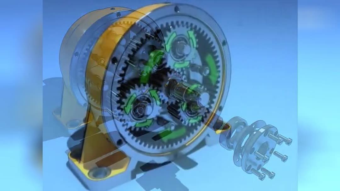 行星齿轮减速器的组装动画