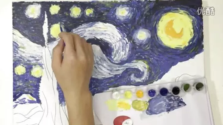 加速版梵高《星空》油画集智能手绘零基础学绘画临摹大师作品风景
