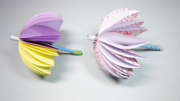 怎样折纸伞,简单的彩虹雨伞折纸教程,DIY手工制作