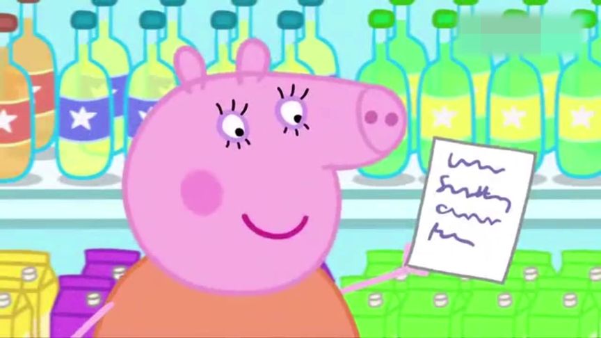 佩琪和妈妈选了4个西红柿,她从购物清单上划掉了西红柿