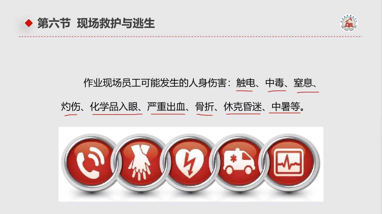 危害因素识别与风险防控 第二章第六节基础安全知识:现场救护与逃生