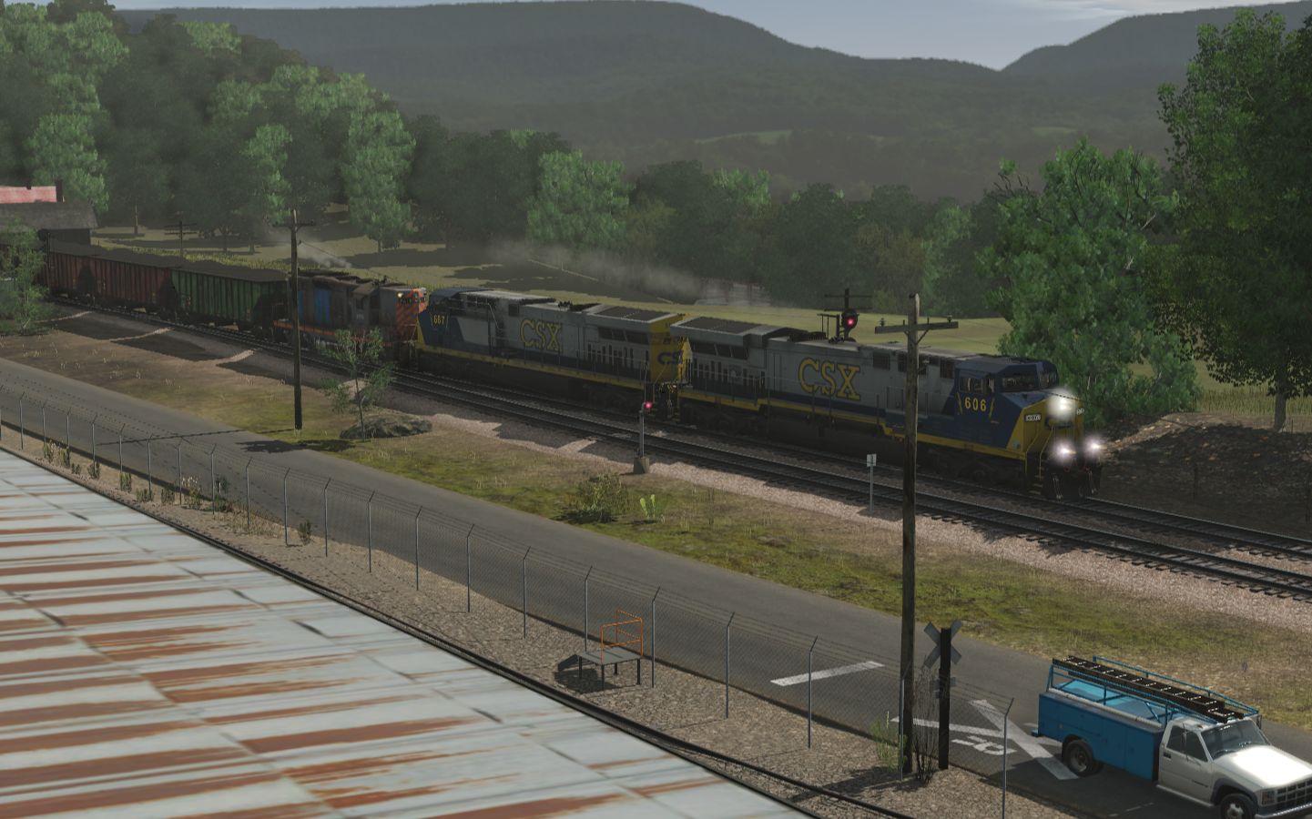 实况模拟列车19 煤炭国家线路 一级铁路公司帮地方公司运煤炭 重车上坡