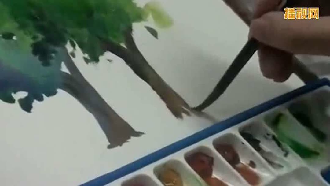 水粉画入门教学视频 水彩风景画详细教程