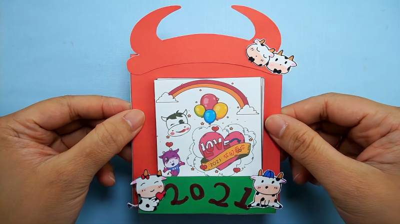创意手工制作:DIY2021年牛年迷你立体日历,简单有趣的制作方法