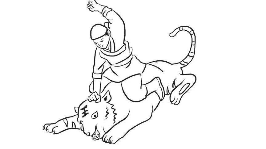 武松打虎幼儿亲子简笔画 宝宝轻松学画画