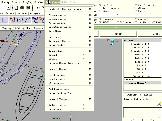 9.Loft、Planar.小木船,编辑曲线和放样,平面,Maya,NURB5建模教程