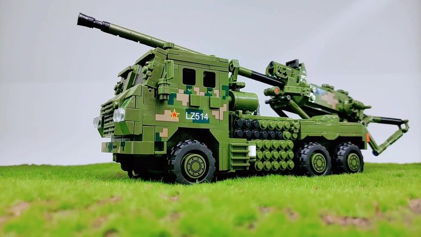 155卡车炮积木模型呀,印刷件质感很棒!#国产积木 #拼装模型