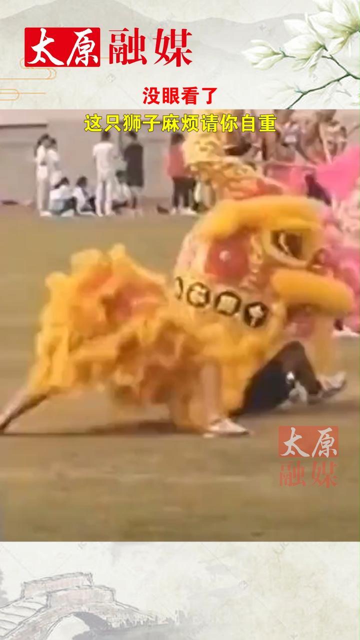 没眼看了,这只狮子麻烦请你自重#看一遍笑一遍 #舞狮表演 #这操作都...